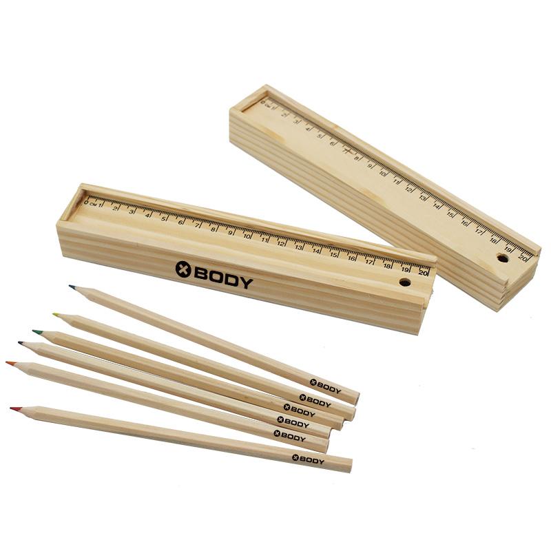 6-Piece Colour Pencil And Ruler Set In Box – I Want Gift